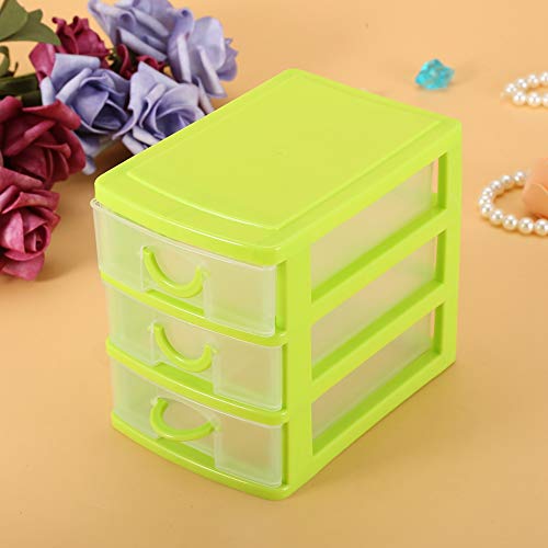 Plastic Non-toxic Drawer Storage Box, Drawer Storage Organizer, Convenient for Bedroom,(3 layers of green)