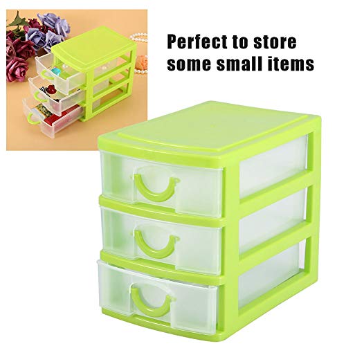 Plastic Non-toxic Drawer Storage Box, Drawer Storage Organizer, Convenient for Bedroom,(3 layers of green)