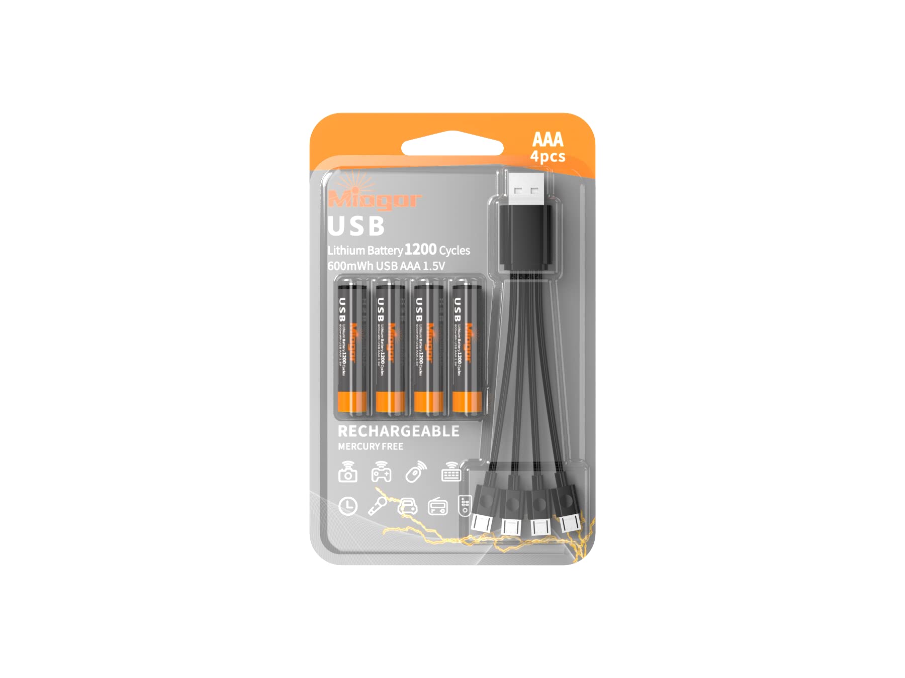 Miogor AAA Batteries USB Rechargeable Battery