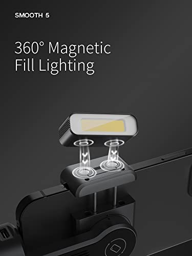 Zhiyun Smooth 5 Combo Phone Gimbal, 3-Axis Handheld Smartphone Stabilizer with Grip Tripod, Magnetic Fill Light, AI Face Tracking for iPhone Android FiLMiC Pro