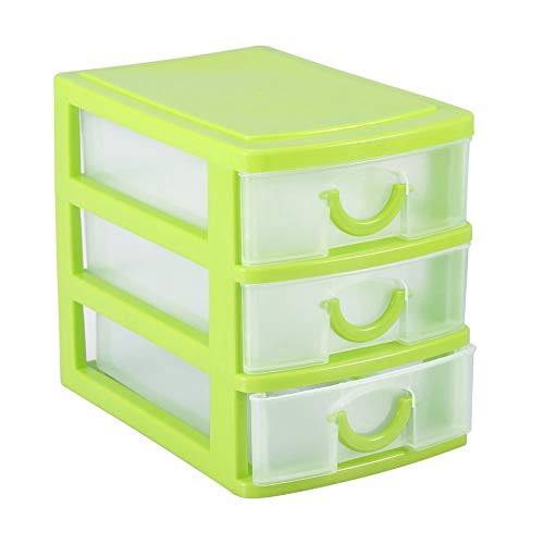 Plastic Non-toxic Drawer Storage Box, Drawer Storage Organizer, Convenient for Bedroom,(3 layers of green)