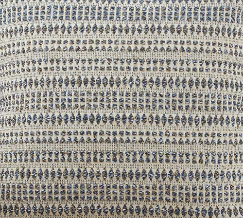 SARO LIFESTYLE Celeste Collection Woven Line Throw Pillow With Poly Filling, 22" x 22", Blue