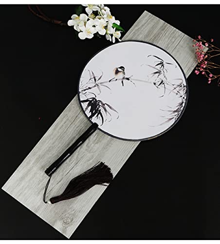 VAYLAS Ancient Style Palace Fan, Vintage Round Fan, Portable Fan, Hanfu Single-Sided Silk Ball Fan, Handmade Gift Fan 10