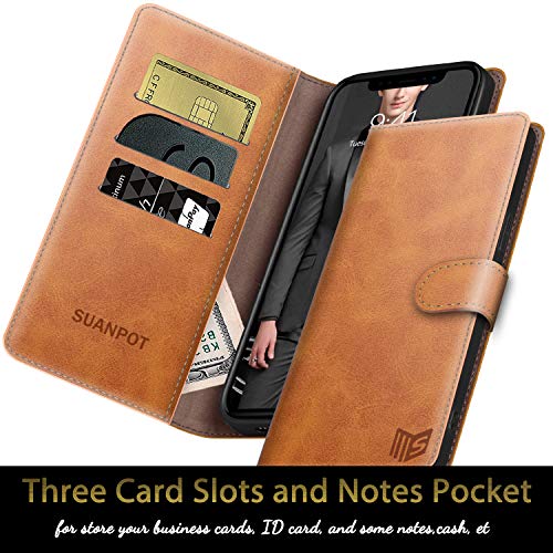 SUANPOT for iPhone 7/8/SE2/SE 3rd 2022 4.7" RFID Blocking Wallet case Credit Card Holder,Flip Book PU Leather Phone case Cover Cellphone Women Men for Apple iPhone SE3 case Wallet Light Brown