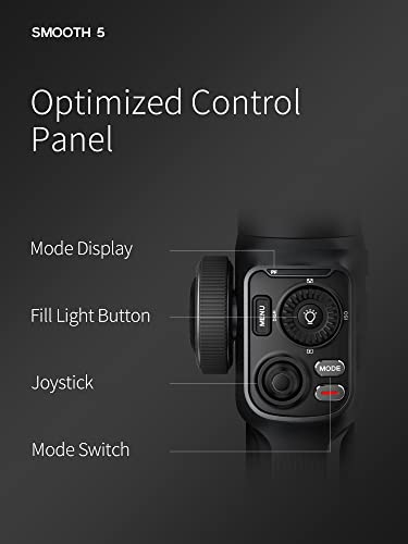 Zhiyun Smooth 5 Combo Phone Gimbal, 3-Axis Handheld Smartphone Stabilizer with Grip Tripod, Magnetic Fill Light, AI Face Tracking for iPhone Android FiLMiC Pro