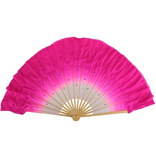 PHONME Decorative Folding Fans Red Dance Shoes 1 Foot 2 Silk Fan Dance Silk Fan Yangko Dance Fan Ethnic Dance Practice Fan Elegant Hand Fans Vintage style (Color : Red)