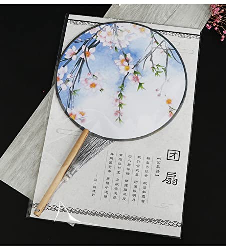 VAYLAS Ancient Style Palace Fan, Vintage Round Fan, Portable Fan, Hanfu Single-Sided Silk Ball Fan, Handmade Gift Fan 10