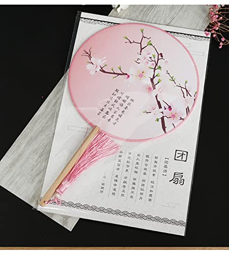 VAYLAS Ancient Style Palace Fan, Vintage Round Fan, Portable Fan, Hanfu Single-Sided Silk Ball Fan, Handmade Gift Fan 10