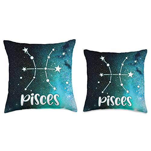 Zodiac Sign Birthday Astrology Horoscope Gift Idea Pisces Horoscope Birthday Gift Galaxy Stars Zodiac Sign Throw Pillow, 18x18, Multicolor