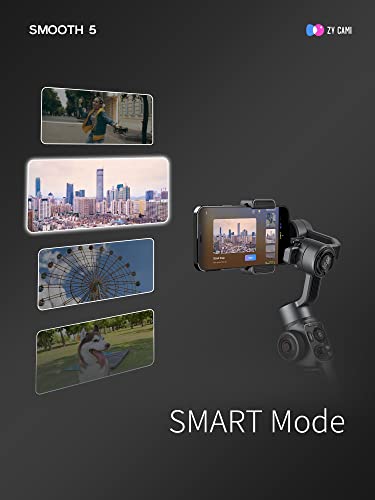 Zhiyun Smooth 5 Combo Phone Gimbal, 3-Axis Handheld Smartphone Stabilizer with Grip Tripod, Magnetic Fill Light, AI Face Tracking for iPhone Android FiLMiC Pro