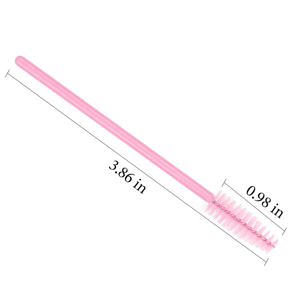 300 PCS Eyelash Extension Supplies Kit, Disposable Micro Swab Brush, Eyebrow Spoolie, Lip Brush, Mascara Wand Applicator (Pink Sets)