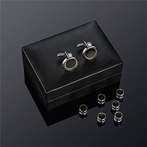 FEER Wedding Man Cuff Link Set Man Shirt Cufflinks Cufflink Shirts Studs Button and Cufflinks for Mens Tie Clips (Color : D)