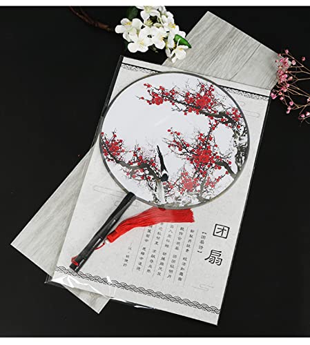 VAYLAS Ancient Style Palace Fan, Vintage Round Fan, Portable Fan, Hanfu Single-Sided Silk Ball Fan, Handmade Gift Fan 10