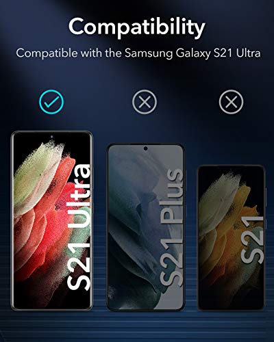 [3 Pack] ESR Liquid Skin Screen Protector Compatible with Samsung Galaxy S21 Ultra 2021 [Supports Fingerprint Sensor] [Full Coverage Polymer Film] [Includes Installation Kit]