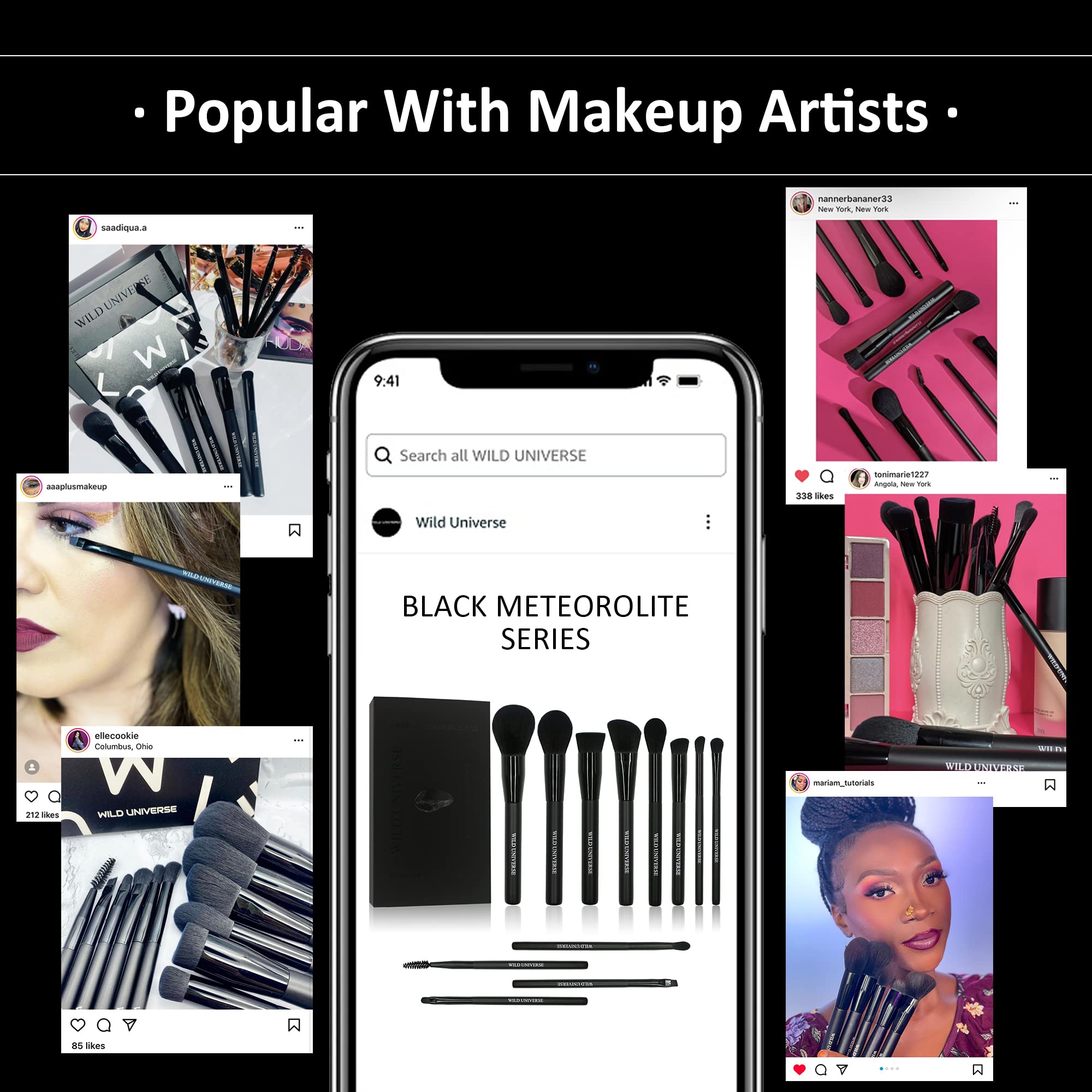 Makeup Brushes 12Pcs Makeup Brushes Set Professional, Premium Synthetic Kabuki Foundation Powder Contour Blush Concealer Eyeshadow Blending Highlighter Eyeliner Eyebrow Makeup Brush (Black)