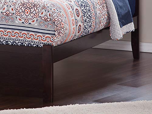 AFI Orlando Queen Platform Bed with Footboard and Turbo Charger with Twin Extra Long Trundle in Espresso