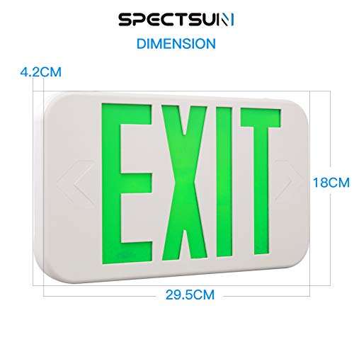 Spectsun 4 PACK LED Exit Sign Red & Green Letter -UL Certified Exit Sign with Battery Backup Emergency Lights-120V-277V Universal Mounting Double Face- ABS Fire Resistance-Exit Lighting for Home