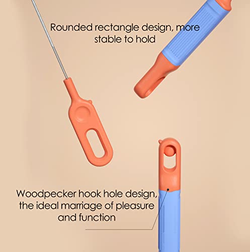 MOOANE Bottle Brush,Silicone Baby Bottles Brush with 360 ° Rotation and Long Handle,Bottle Cleaner Brush Set for Kid,Set of 3 (Orange)