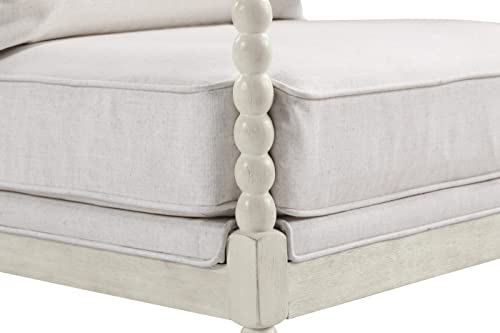 OSP Home Furnishings Kaylee Spindle Accent Chair, 26.5β W x 32.25β D x 37β H, Antique White Frame with White Linen Fabric