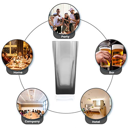 Top-spring 12 Oz Reusable Plastic Water Tumblers, Stackable Shatterproof Clear Drinking Glasses, BPA Free, Set of 6 (12 Oz, Gray)