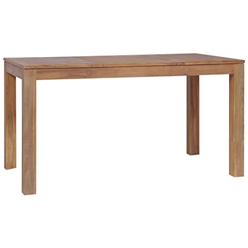 vidaXL Solid Teak Wood Dining Table Natural Finish Sleek Rustic Home Kitchen Restaurant Dinner Meal Table 47.2"