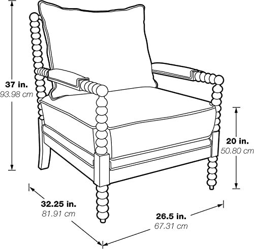 OSP Home Furnishings Kaylee Spindle Accent Chair, 26.5β W x 32.25β D x 37β H, Antique White Frame with White Linen Fabric