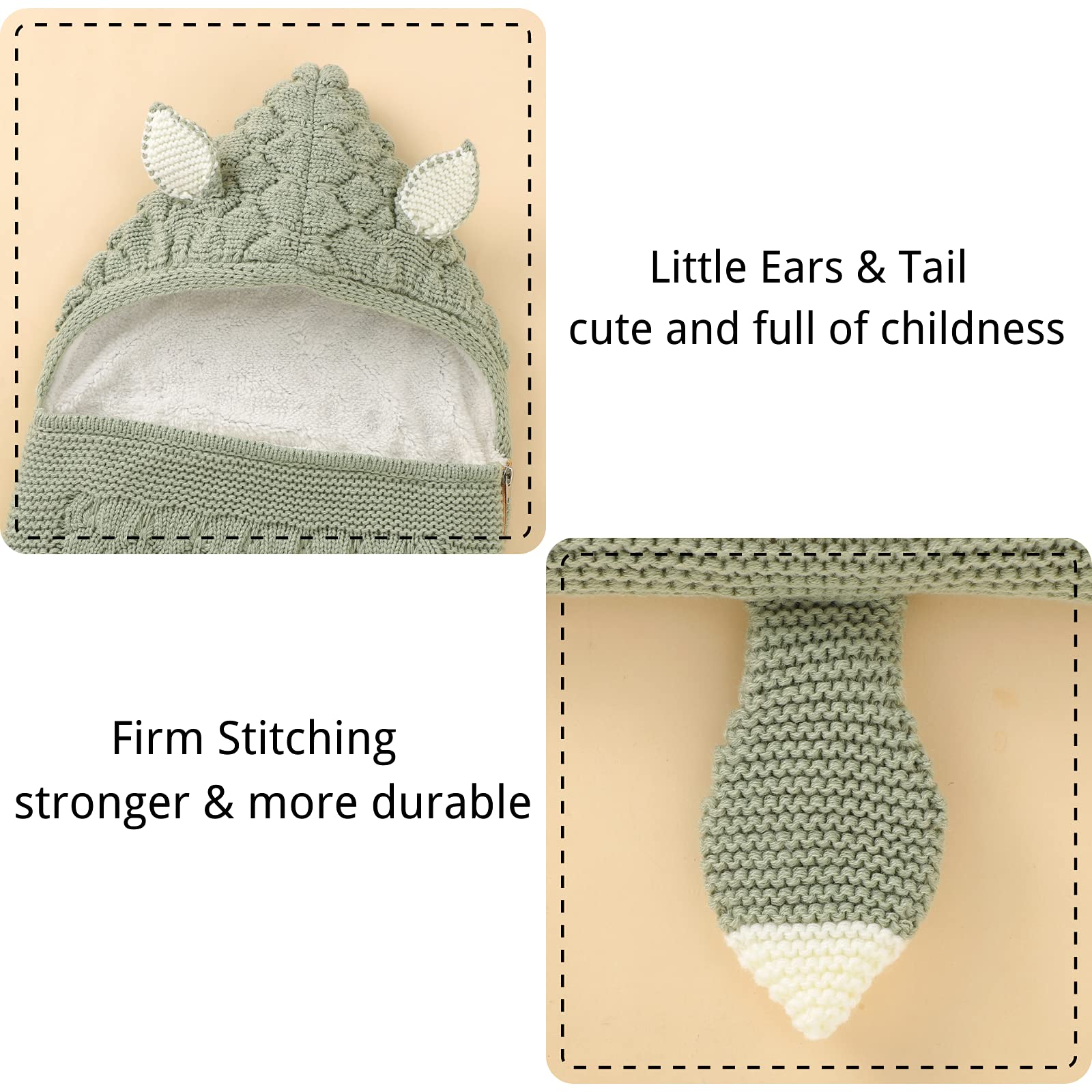 Opewod Unisex Infant Swaddle Blankets Soft Sleeping Bag Fleece Knit Stroller Wraps for Newborn Boys and Girls Warm