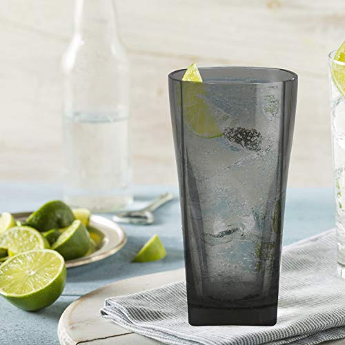 Top-spring 12 Oz Reusable Plastic Water Tumblers, Stackable Shatterproof Clear Drinking Glasses, BPA Free, Set of 6 (12 Oz, Gray)