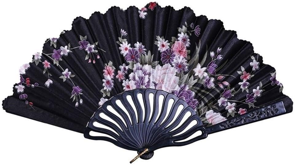 Hand Fan Folding Fan,Hand-held Fan,Wedding Folding Fan Chinese Style Dance Wedding Party Lace Silk Folding Hand Flower Fan Fans Hand Paper Folding Props Vintage Style