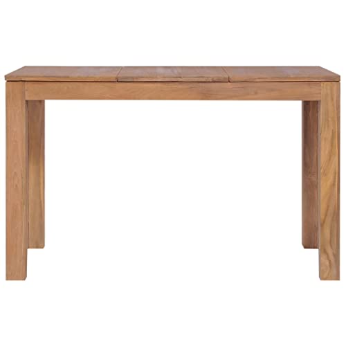 vidaXL Solid Teak Wood Dining Table Natural Finish Sleek Rustic Home Kitchen Restaurant Dinner Meal Table 47.2"
