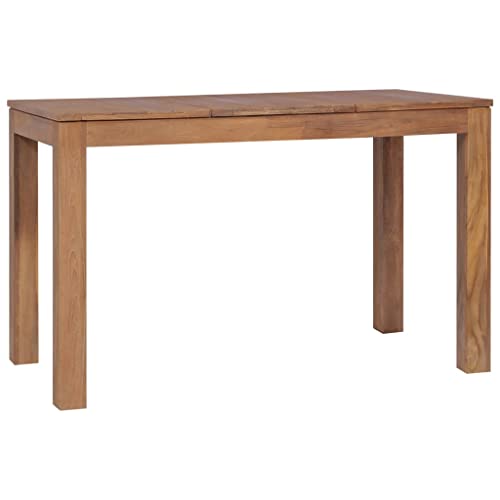 vidaXL Solid Teak Wood Dining Table Natural Finish Sleek Rustic Home Kitchen Restaurant Dinner Meal Table 47.2"
