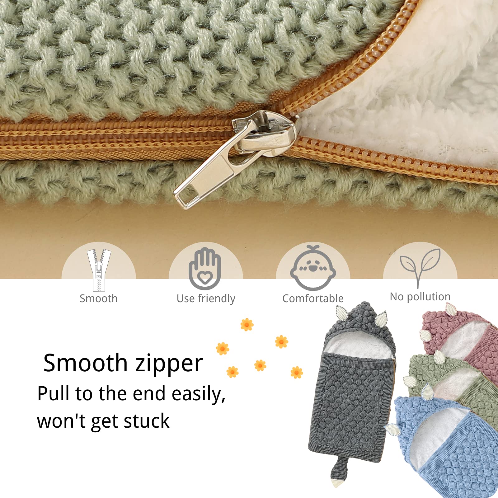 Opewod Unisex Infant Swaddle Blankets Soft Sleeping Bag Fleece Knit Stroller Wraps for Newborn Boys and Girls Warm