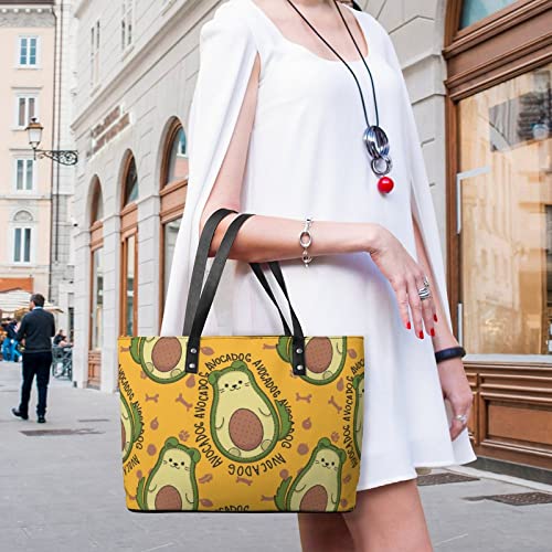 Womens Handbag Avocado Pattern Leather Tote Bag Top Handle Satchel Bags For Lady