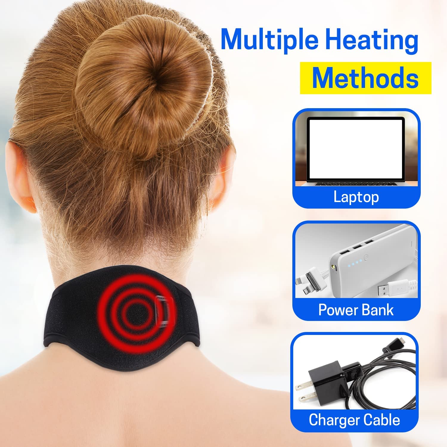 Heated Neck Wrap, Neck Support for Pain Relief, Neck Heating Pad for Neck Pain and Pressure Relief, Portable Household Warm Neck Brace