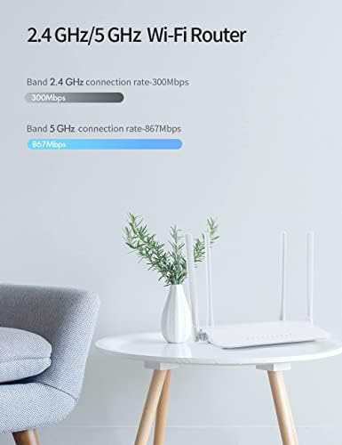 ZJX Gigabit Dual Band Routers for Wireless Internet, AC1200 WiFi Router for Home, Long Range Coverage, MU-MIMO, AP Mode, Guest WiFi and Parental Control, white