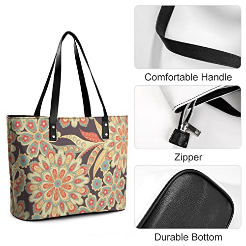 Womens Handbag Flowers Blossom Leather Tote Bag Top Handle Satchel Bags For Lady