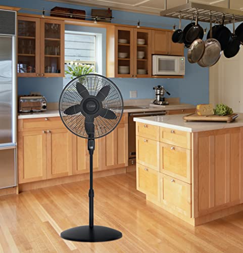 Lasko S18440 Performance 18-inch Oscillating Pedestal Standing Floor Fan with Remote Control and Adjustable Stand for Indoor, Bedroom, Living Room, Home Office & College Dorm Use β Black