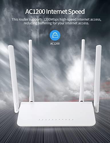 ZJX Gigabit Dual Band Routers for Wireless Internet, AC1200 WiFi Router for Home, Long Range Coverage, MU-MIMO, AP Mode, Guest WiFi and Parental Control, white