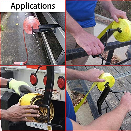 Winch Strap Winder Truck Trailer Flatbed Winch Cargo Tie-Downs Strap Winder, Roll-up Flatbed Trailer Winch Straps up to 4" Wide, Used in Trailers, Trucks, Warehouses Vans Docks