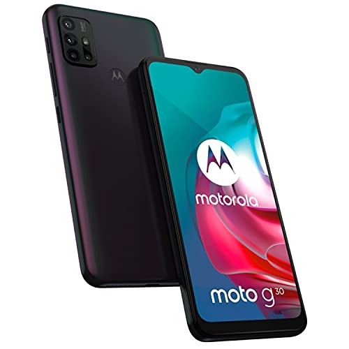 Moto G30 XT2129-2 4G LTE 128GB + 4GB GSM Global Unlocked Triple Camera International Version (No US Warranty) (Not Verizon Sprint Boost Cricket) (w/Fast Car Charger Bundle) (Dark Pearl)