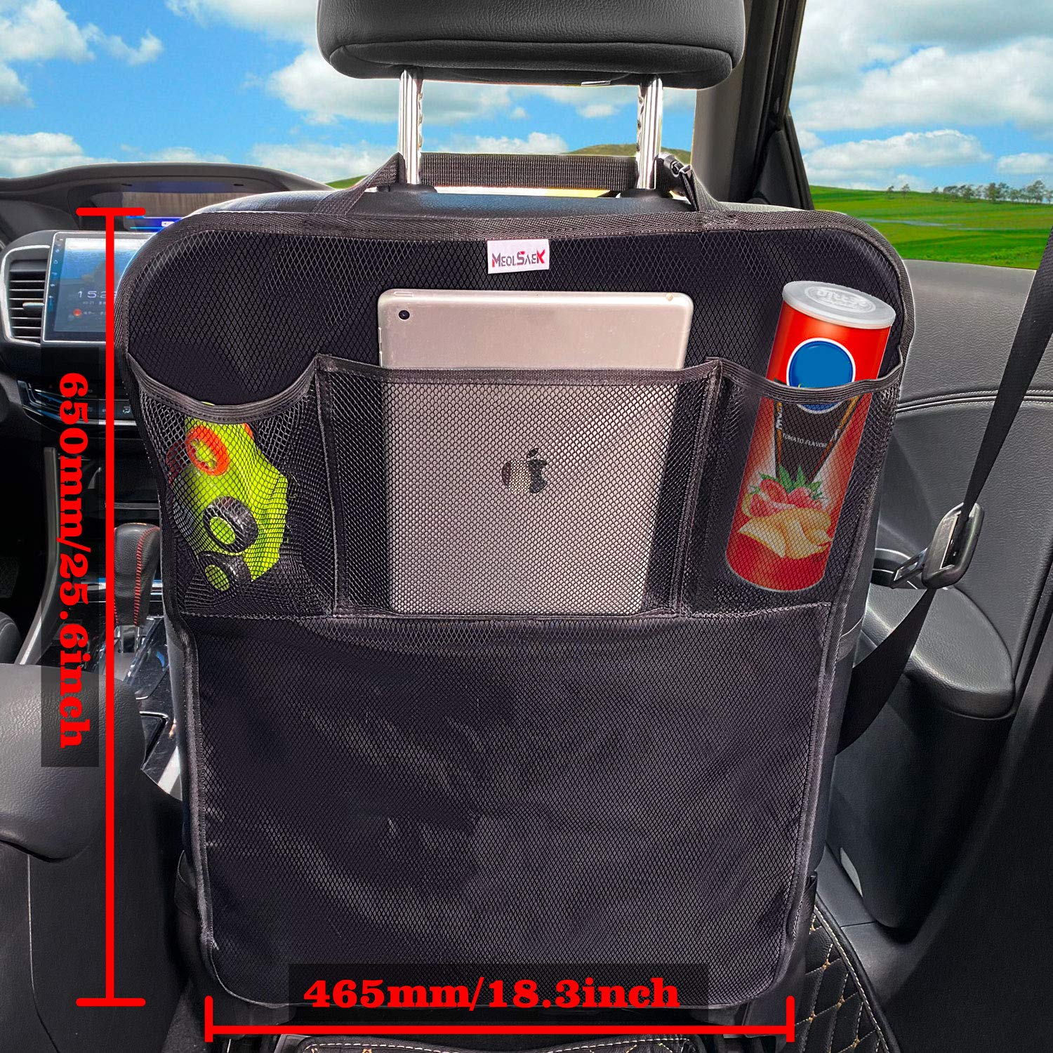 Meolsaek Car Seat Protector for Child Car Seat + Kick Mats with Organizer, Waterproof 600D Backseat Protector Seat Cover 2 Pack