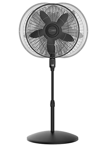 Lasko S18440 Performance 18-inch Oscillating Pedestal Standing Floor Fan with Remote Control and Adjustable Stand for Indoor, Bedroom, Living Room, Home Office & College Dorm Use β Black
