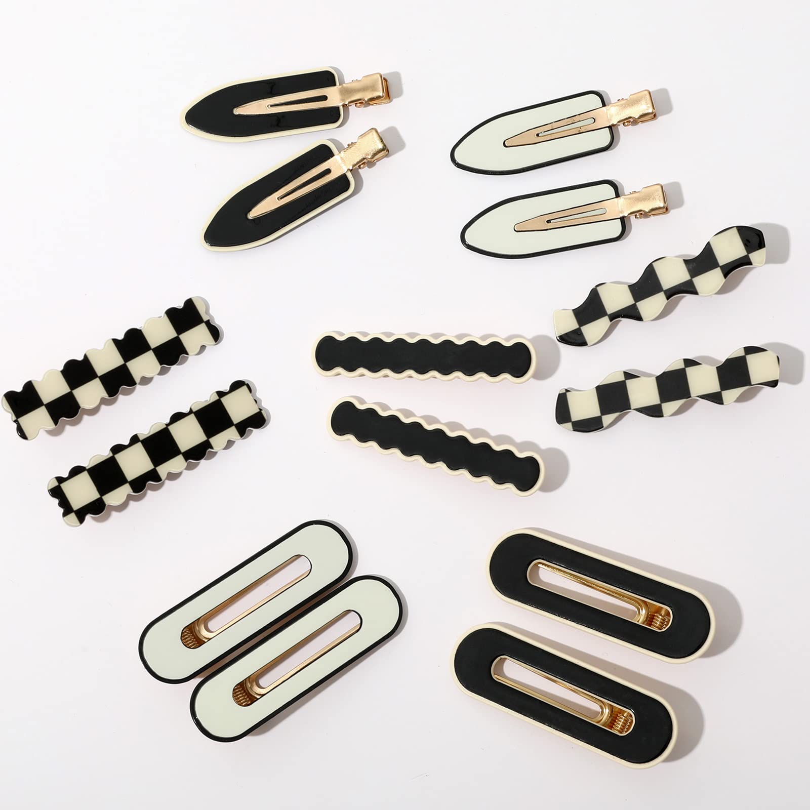 Whaline 5 Pieces Large Deft Hair Curlers for Long & Natural Hair - Satin French Twist Shaper Maker for Women & Girls in White, Black, Buffalo Plaid, Zebra Print