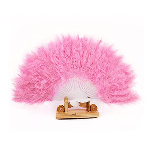 PHONME Multipurpose 1PC Nice Feather Fan for Dance Props Hand Goose Feather Folding Fan Wedding Handmade Fan Retro Feather Fan for Decoration Vintage Style (Color : Red)