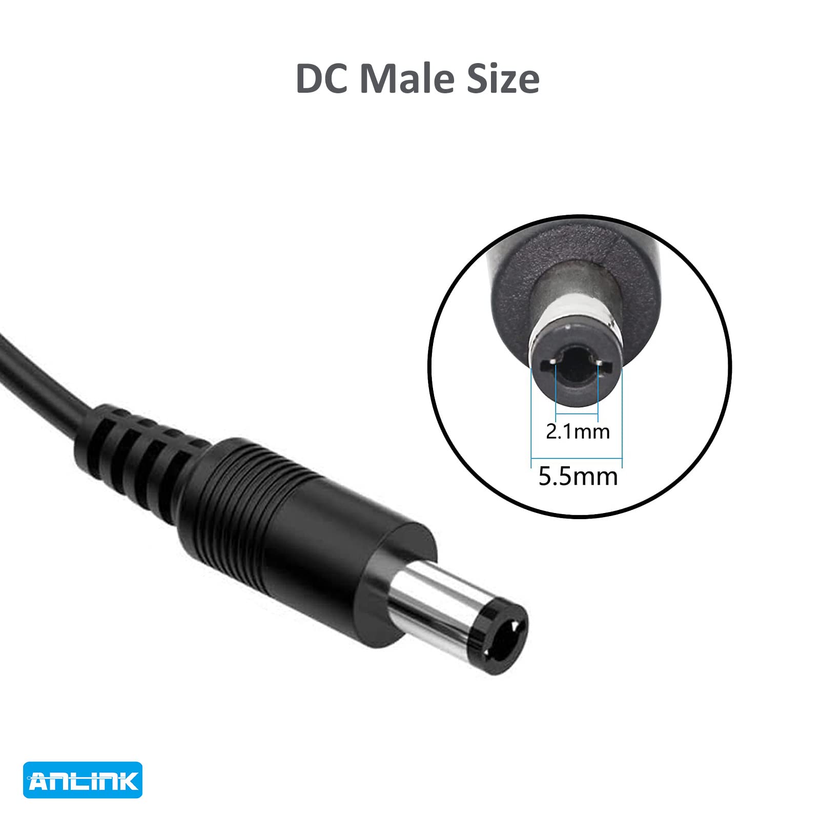 ANLINK 2Pack DC 1 Female to 8 Male 5.5mm*2.1mm Output Power Splitter Cable, 1 to 8 Way Y Splitter Adapter Wire for CCTV Security Cameras, Router, LED Light Strip and More (2 Pack,8 Way)