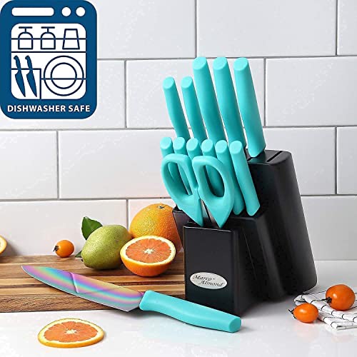 DISHWASHER SAFE Rainbow Titanium Cutlery Knife Set Kitchen Knives Sets Plug Rainbow Titanium Colorful Kitchen Utensils Set Stainless Steel Utensil Set - 6 Cooking Utensils