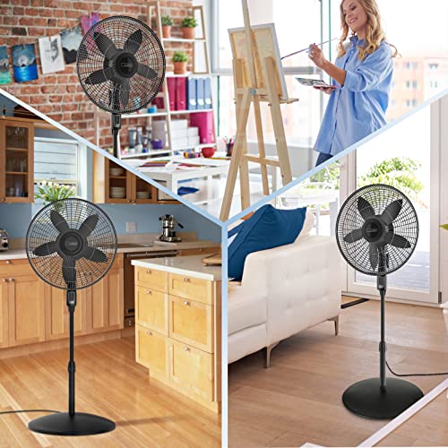 Lasko S18440 Performance 18-inch Oscillating Pedestal Standing Floor Fan with Remote Control and Adjustable Stand for Indoor, Bedroom, Living Room, Home Office & College Dorm Use β Black