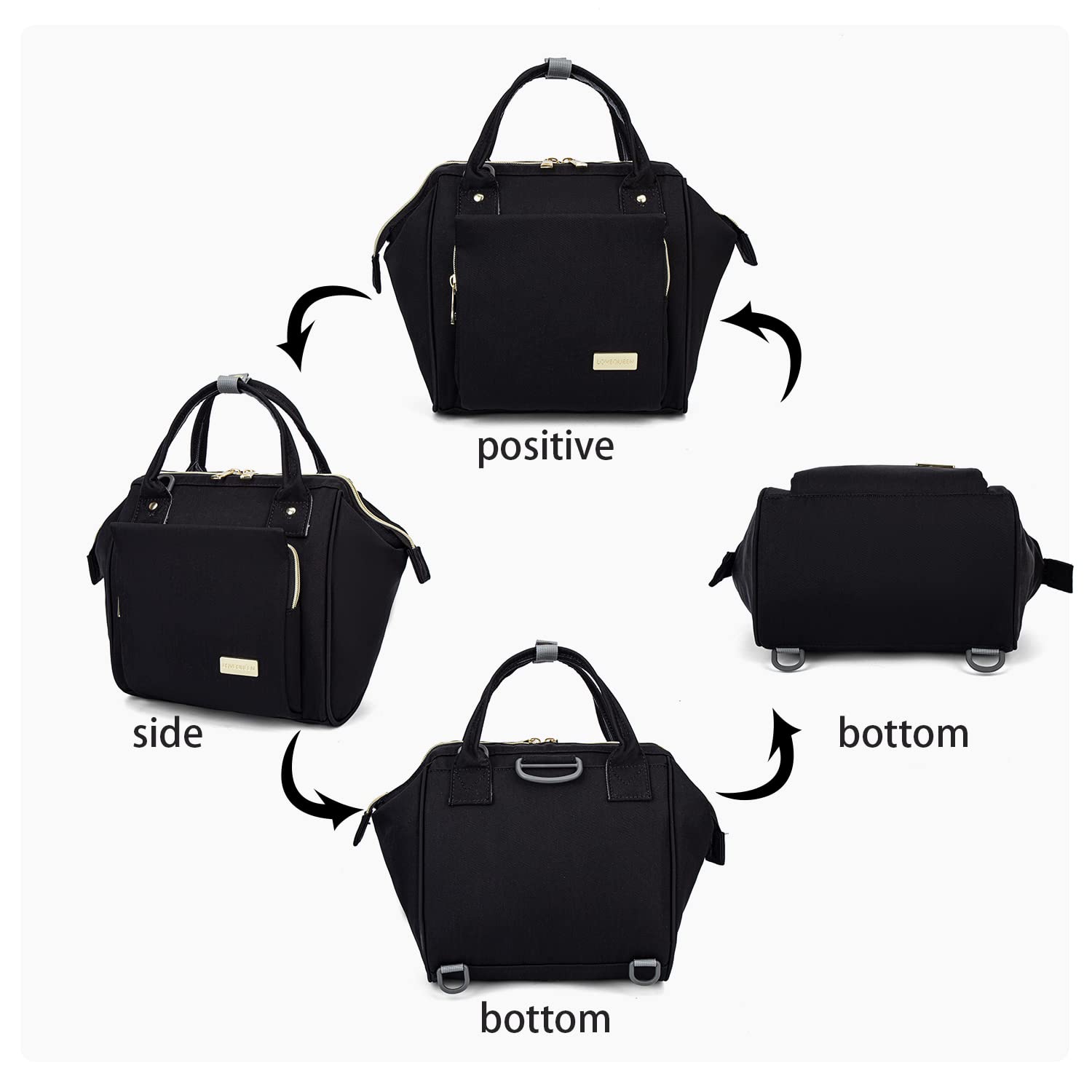 Lmbabter Baby Diaper Bag Nappy Backpack Waterproof Multi-Function Convertible Mini Smart Diaper Bag Backpack for Outdoor (Black)
