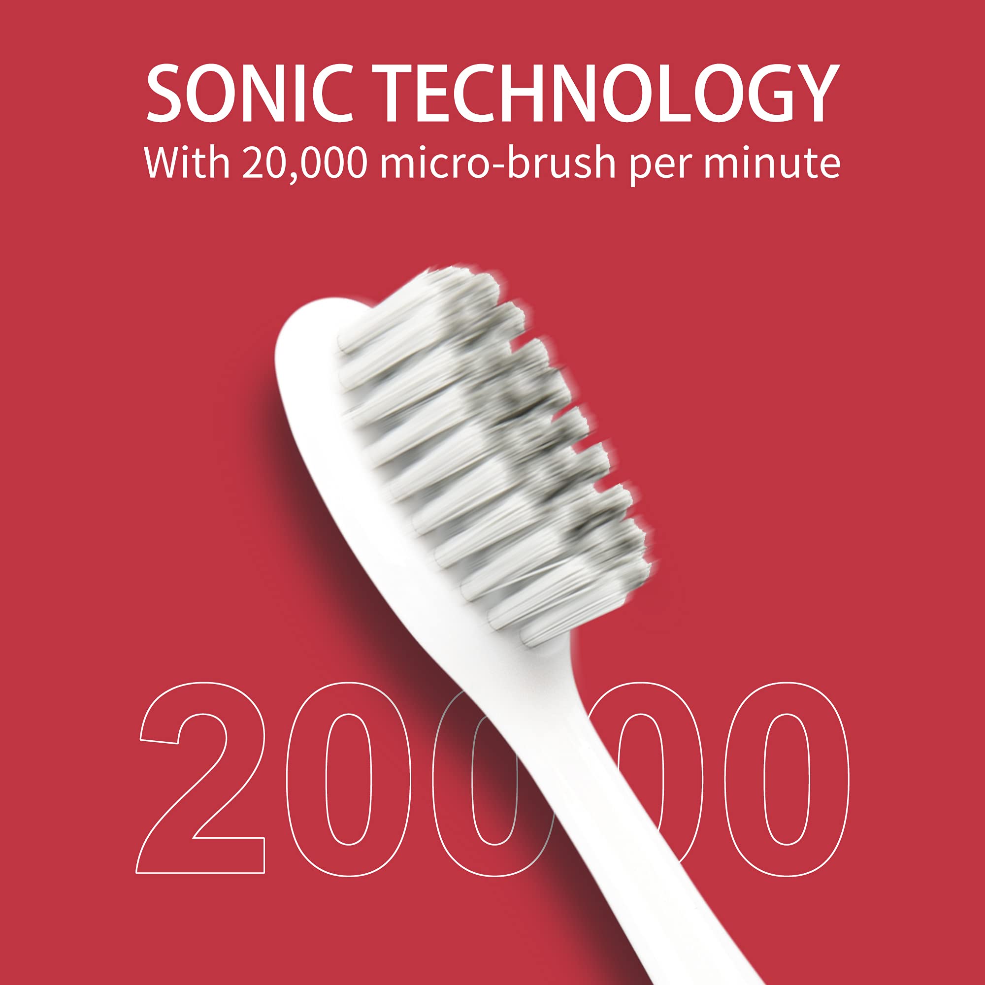 Flexforce Battery-Operated Electric Toothbrush 2 Brush Heads & Travel Version Battery Extra Soft Toothbrush -V1 Carmine Red