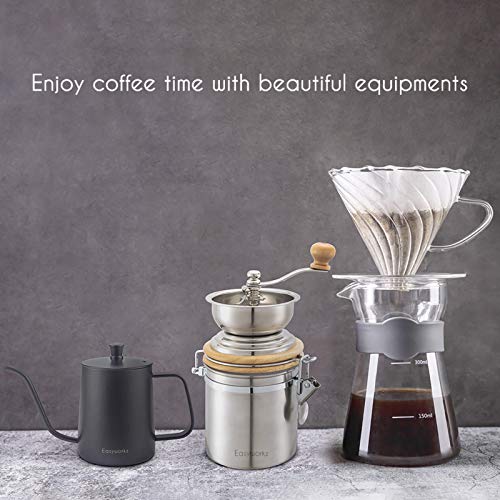 Easyworkz Manual Coffee Grinder with Airtight Canister,Adjustable Setting,Stainless Steel burr Coffee Bean Mill Tool